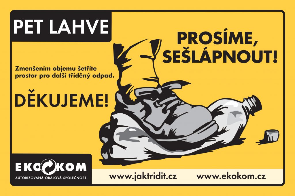 Samolepka SEŠLÁPNOUT PET LAHVE – EKO-KOM